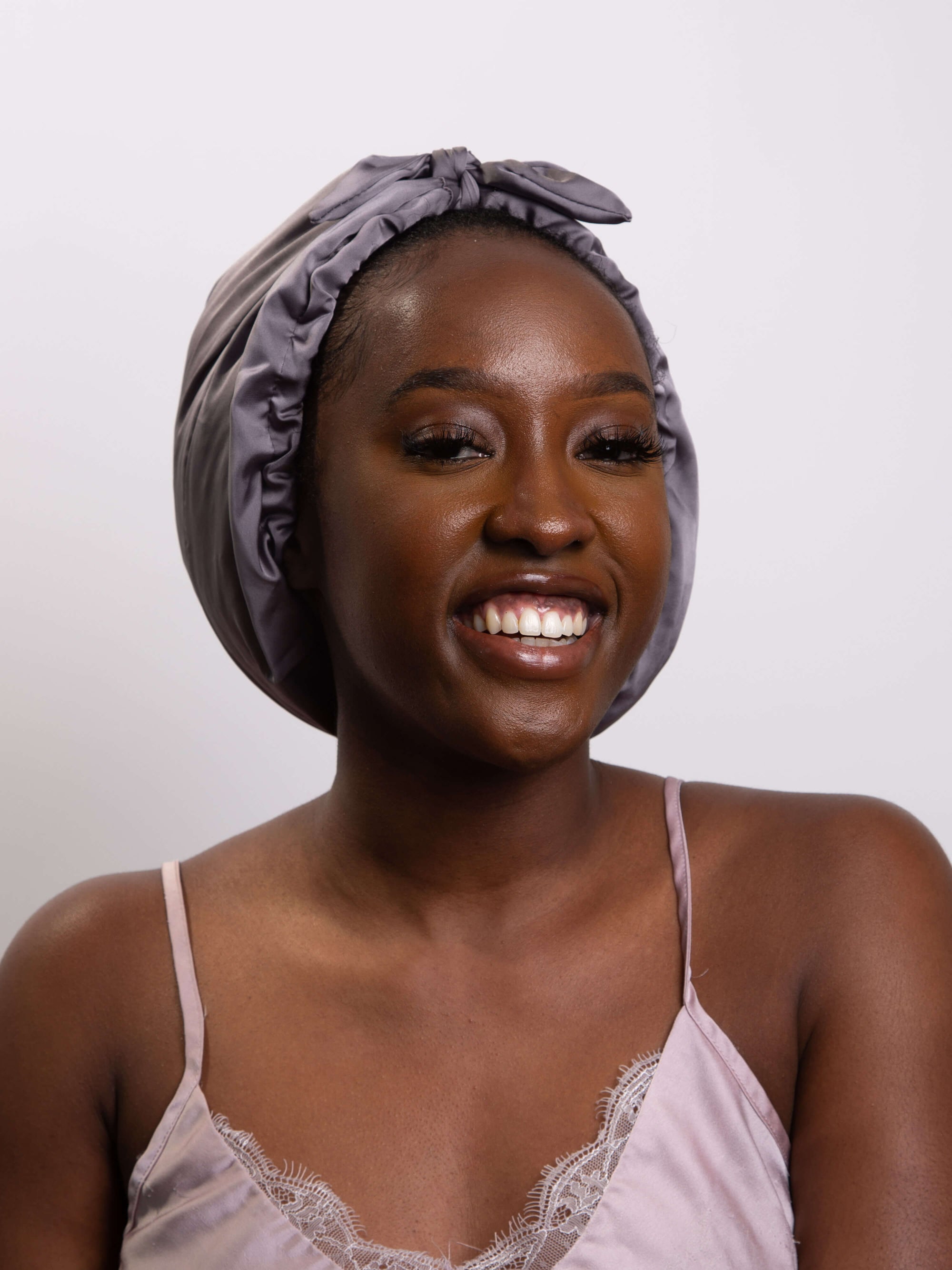 Only Curls Satin Sleep Turban - Slate Grey